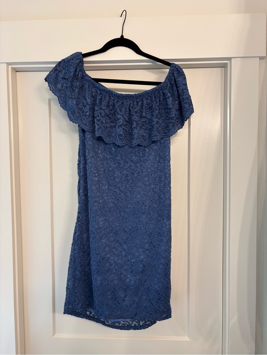 Pinkblush | Dresses | Pinkblush Blue Lace Offshoulder Maternity Dress ...